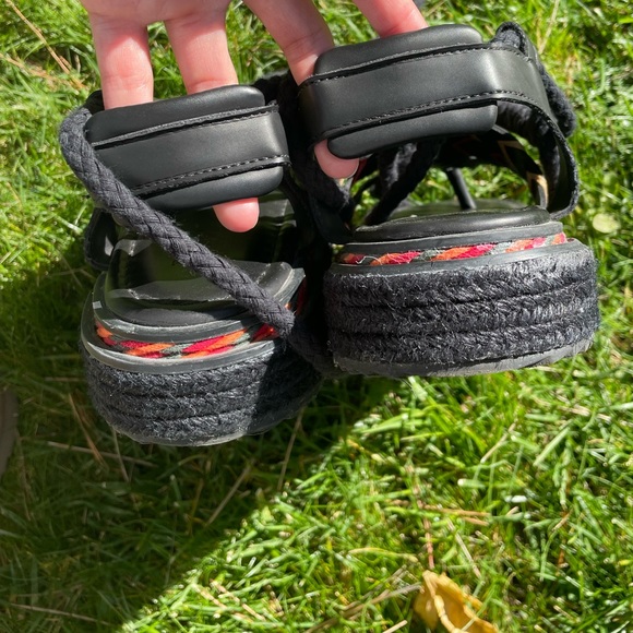 FARM Rio | Shoes | Farm Rio Black Rope Tie Flatform Sandal | Poshmark